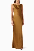 Buy Norma Kamali Brown Maria Gown in Satin for WOMEN in Saudi | Ounass