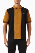 Buy Fred Perry Brown Contrast-panel Buttoned Polo Shirt in Cotton-piqué ...