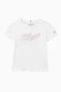 Buy Tommy Hilfiger White Cursive Logo T-shirt in Cotton-blend Online ...