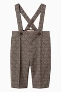Buy Gucci Brown Buttoned Overalls in GG Wool Flannel Online for Baby ...