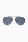 Buy Ray-Ban Blue Aviator™ Sunglasses in Metal Online for Men | Ounass Saudi