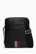 Buy Tommy Hilfiger Black Small Metal Logo Reporter Bag Online for Men ...