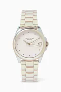 Buy Coach White Greyson Ceramic Quartz Watch, 36mm For Women Online ...