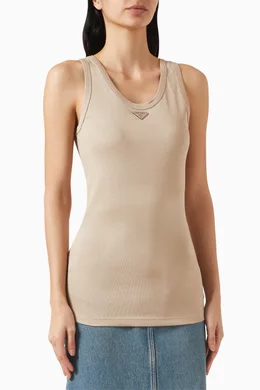 prada logo tank top