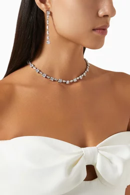 Buy CZ by Kenneth Jay Lane Silver Cushion Marquise cut CZ Tennis Necklace in Rhodium plated Brass For Women Online Ounass Saudi