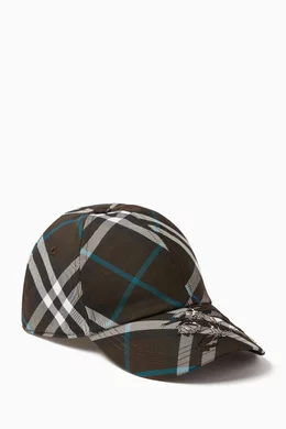 Buy Burberry Black Check print Baseball Cap in Twill For Men Online Ounass Saudi