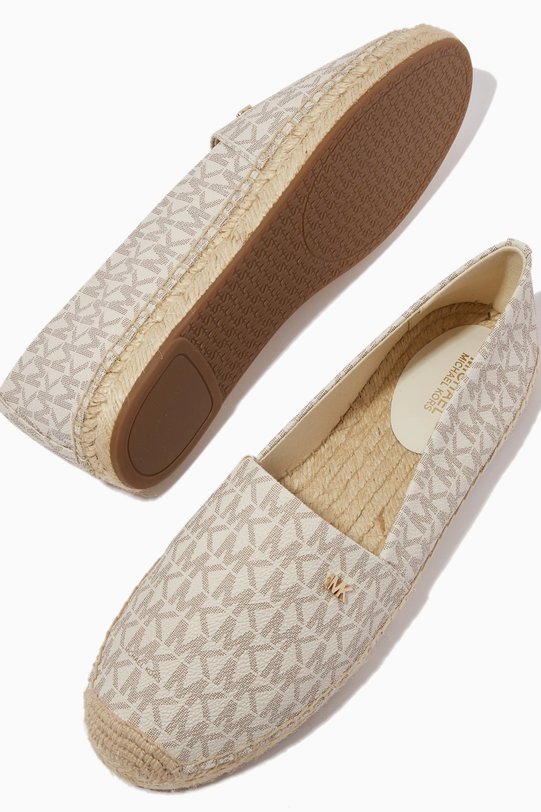 Buy Michael Kors White Kendrick Espadrilles in Logo Canvas For Women Online Ounass Saudi
