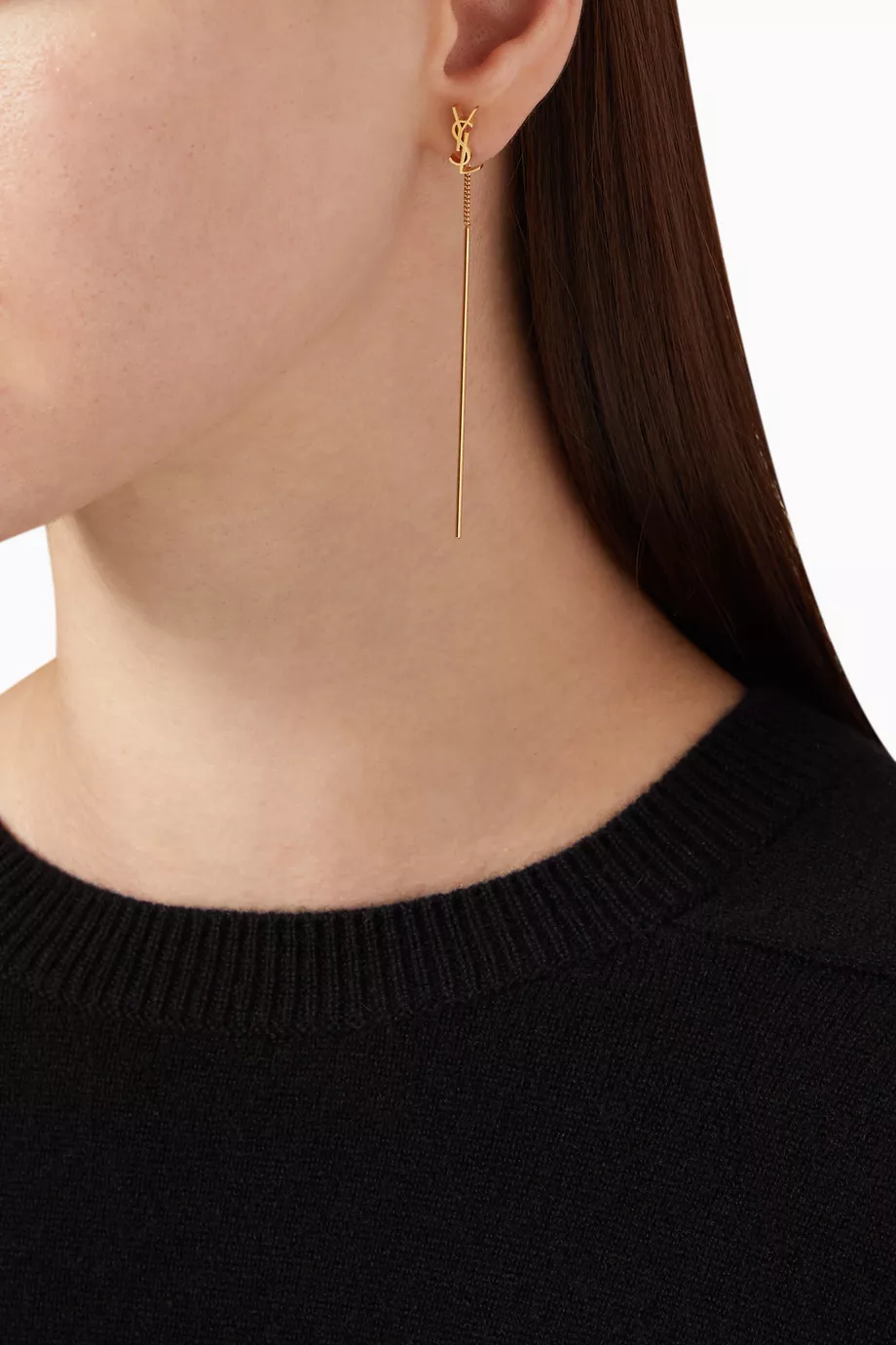 Buy SAINT LAURENT Gold Opyum YSL Threader Earrings in Metal For Women Online Ounass Saudi